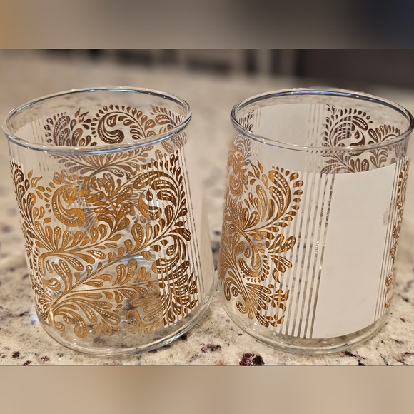 Accents | Vintage Gold Scroll Glass Jars | Poshmark